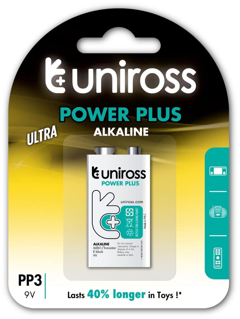 UNIROSS ALKALINE PP3 9V POWER PLUS BATTERY • Officeserv Group